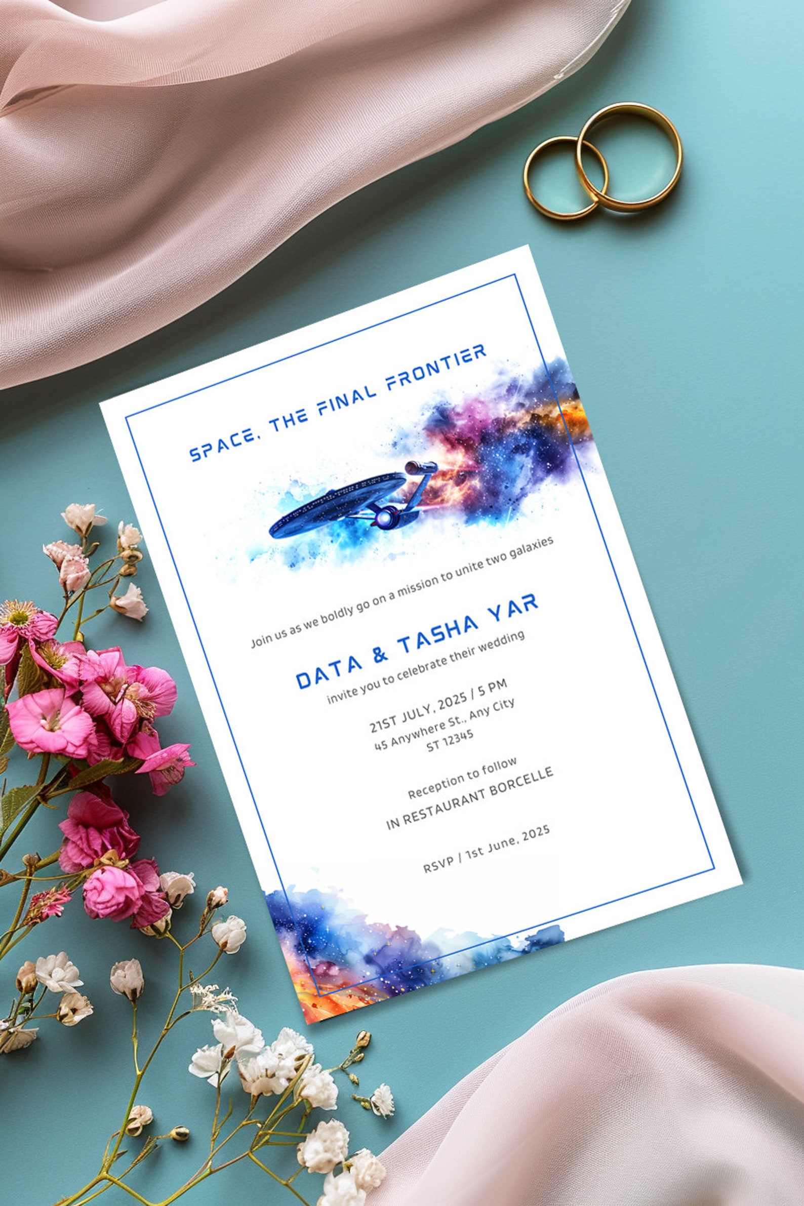 Wedding Invitation Template, Star Trek Wedding, Science Fiction Wedding ...