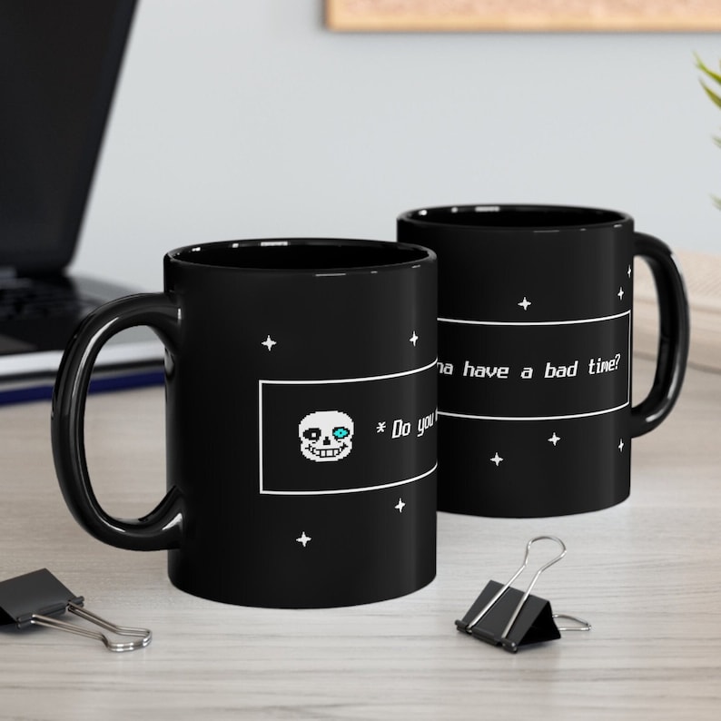 Coffee Mug, Undertale Mug, Black Ceramic Mug, Sans Gift, Coffee Lover ...