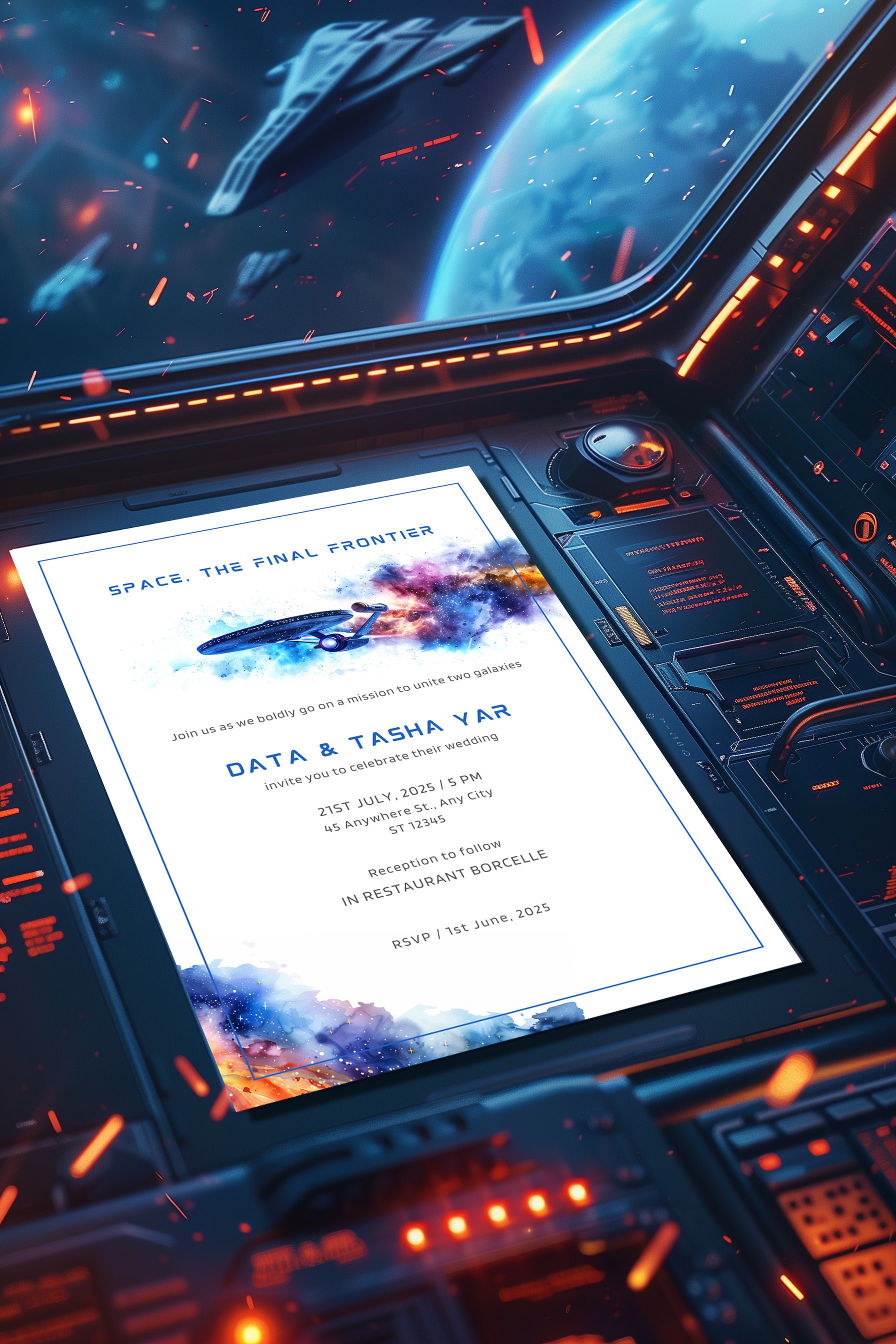 Wedding Invitation Template, Star Trek Wedding, Science Fiction Wedding ...