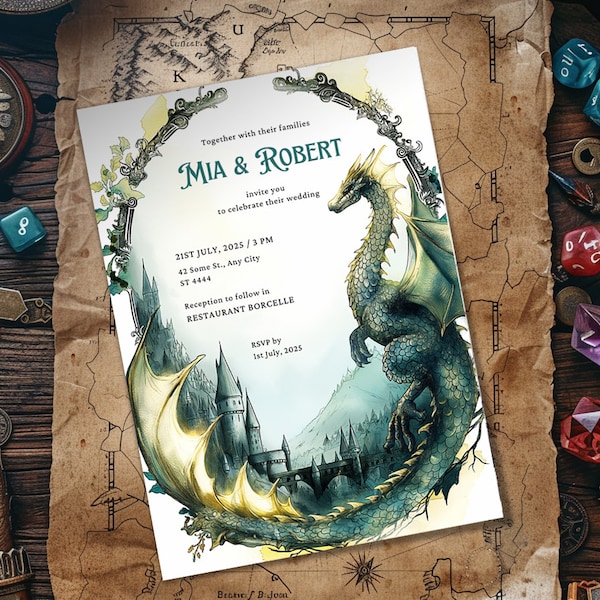 Wedding Invite Template Dragon - Etsy