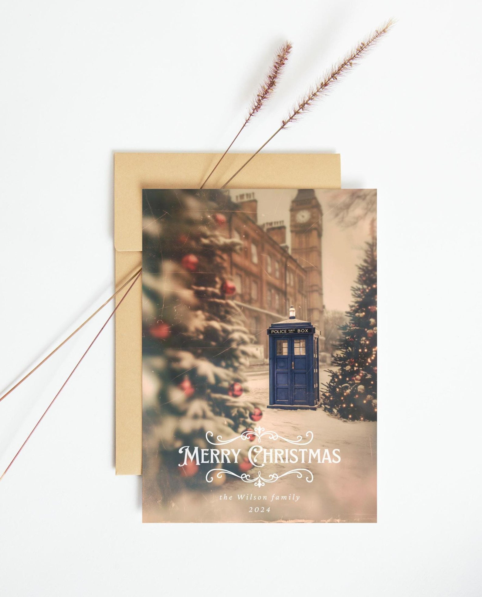 Doctor Who Christmas Card, Personalized Xmas Card, Printable Geek Merry ...