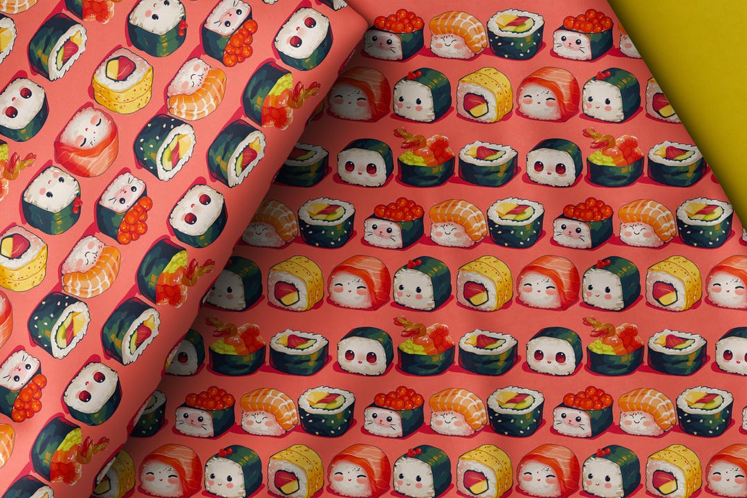 Sushi Fabric, Cute Sushi Fabric, Pure Cotton for Sewing Crafts, Kuwaii ...