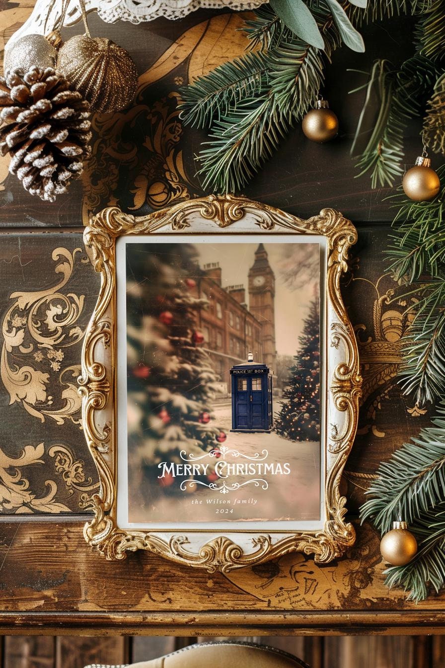 Doctor Who Christmas Card, Personalized Xmas Card, Printable Geek Merry ...
