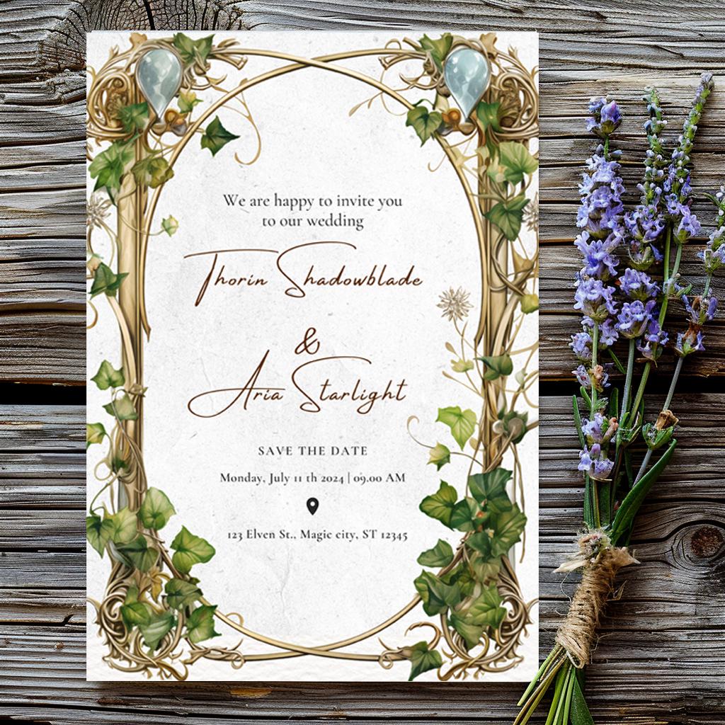Wedding Invitation & RSVP Templates, Fantasy Wedding, Elfish Wedding ...