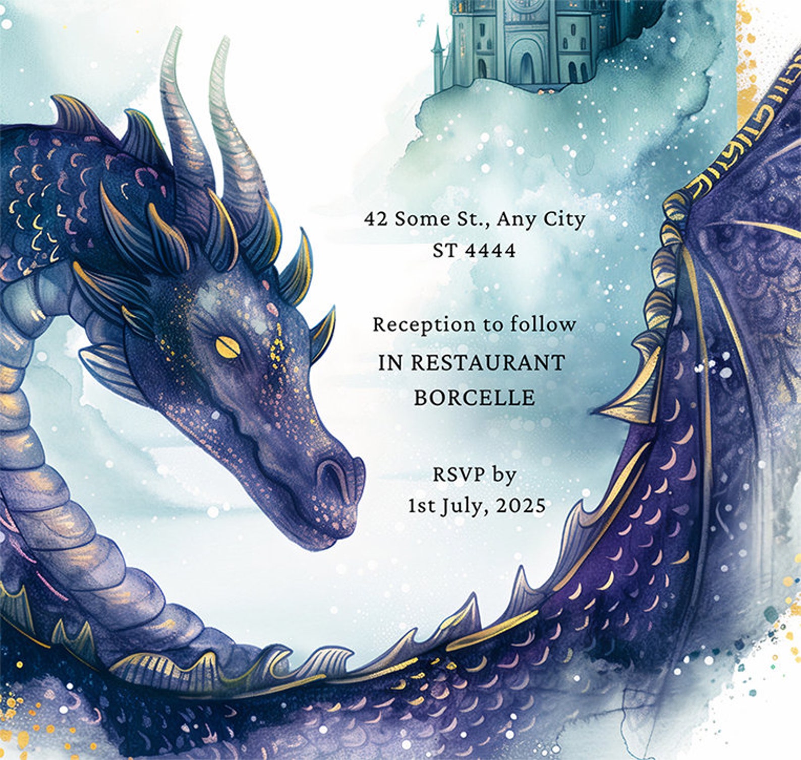 Wedding Invitation Template, Dragon Wedding Invitation, Fantasy Wedding ...