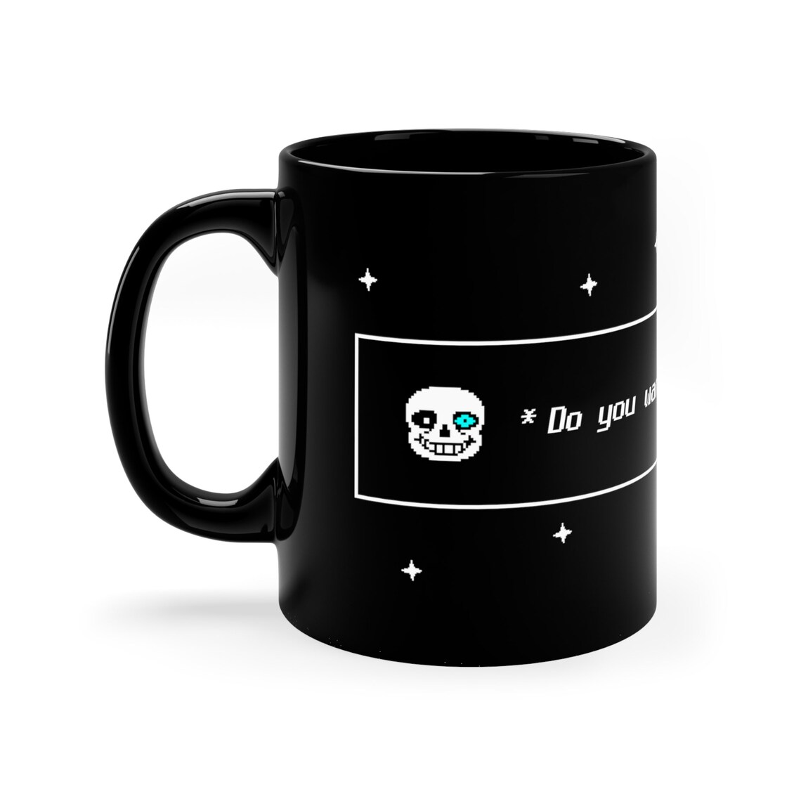 Coffee Mug, Undertale Mug, Black Ceramic Mug, Sans Gift, Coffee Lover ...