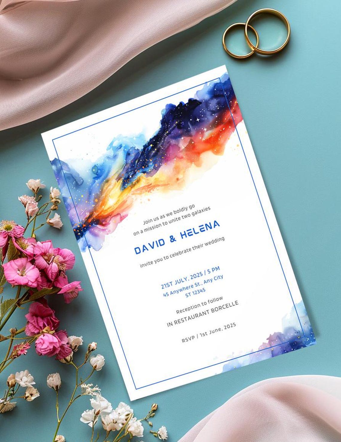 Wedding Invitation Template, Galaxy Wedding, Science Fiction Wedding ...