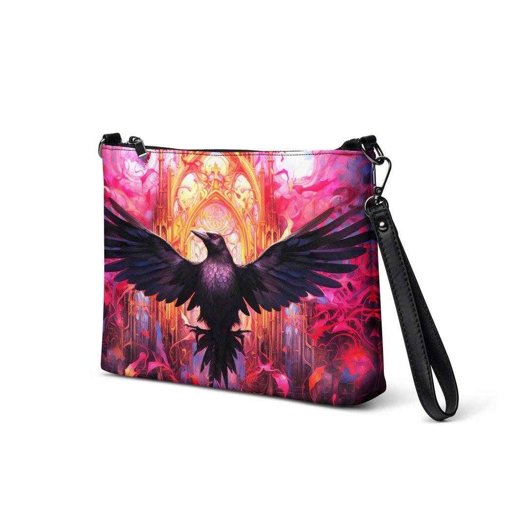 Shoulder Bag Women, Gothic Bag, Raven Bag, Pink Bag, Vegan Bag ...