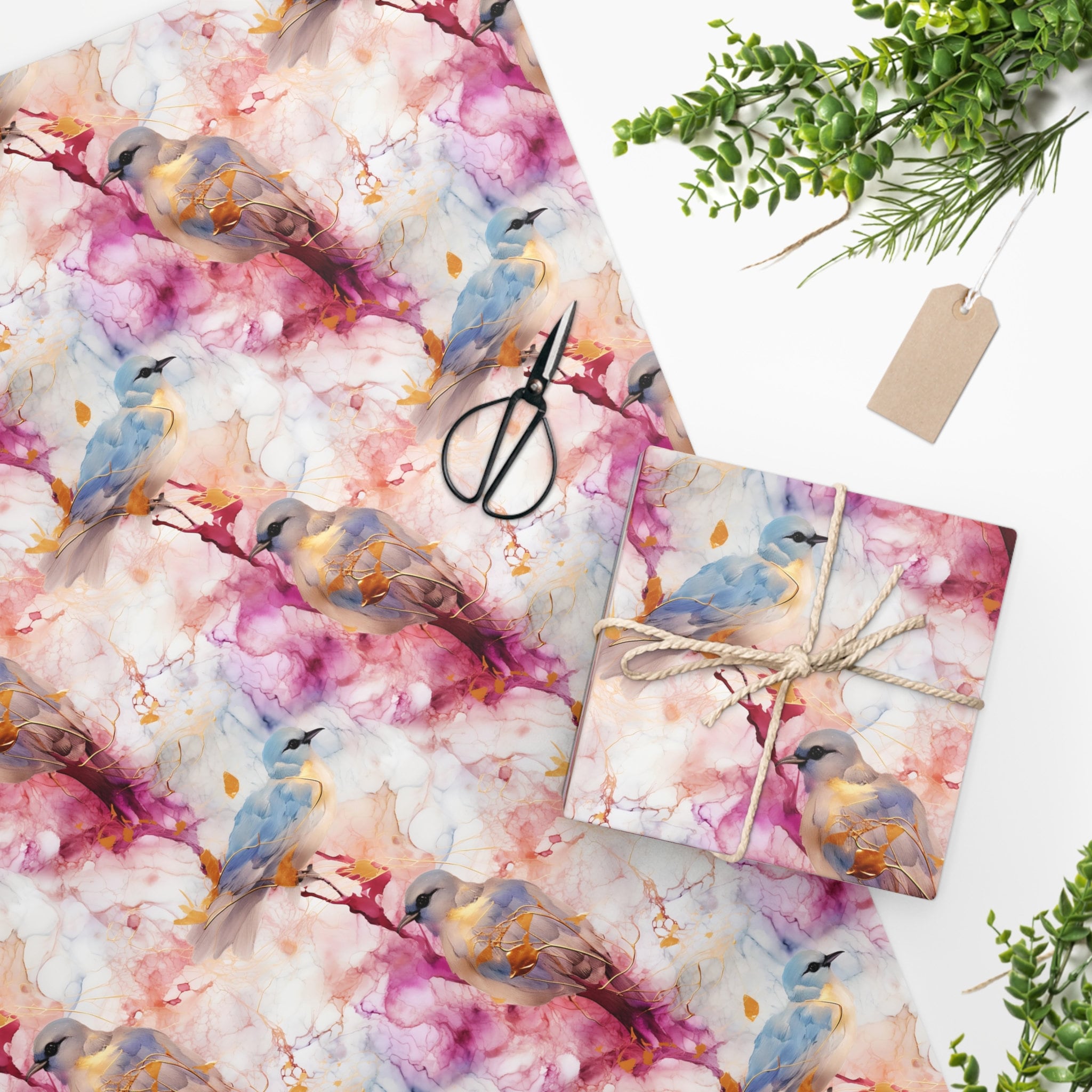Christmas Wrapping Paper, Birds Wrap Paper, Gift Wrapping Paper ...