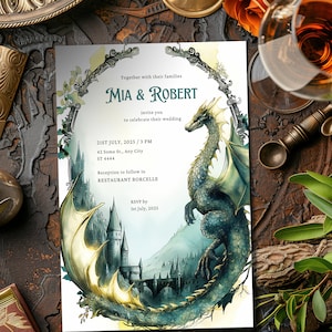 Fantasy Wedding Invitation, Dragon Invitation, Wedding Invitation ...