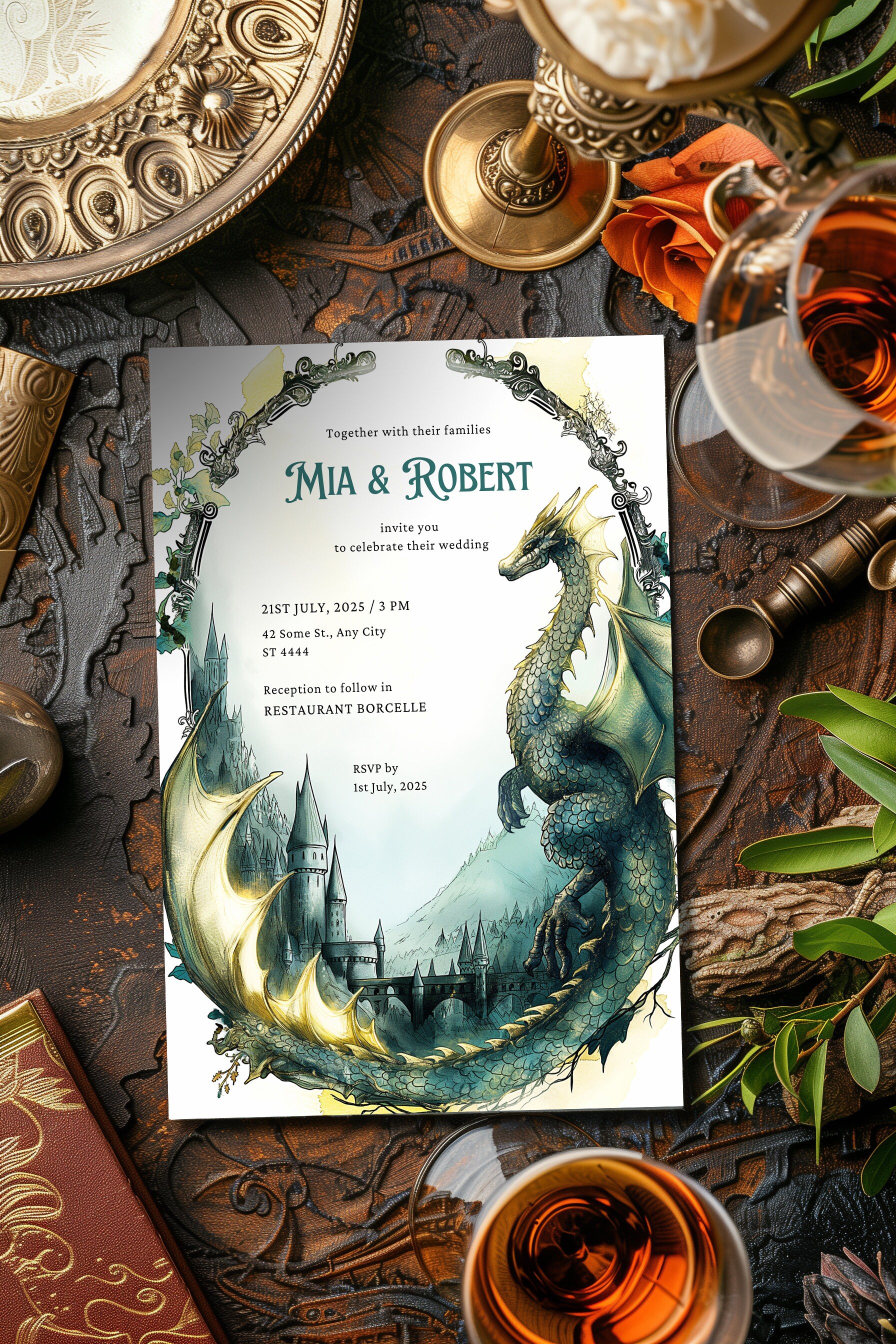 Fantasy Wedding Invitation, Dragon Invitation, Wedding Invitation ...