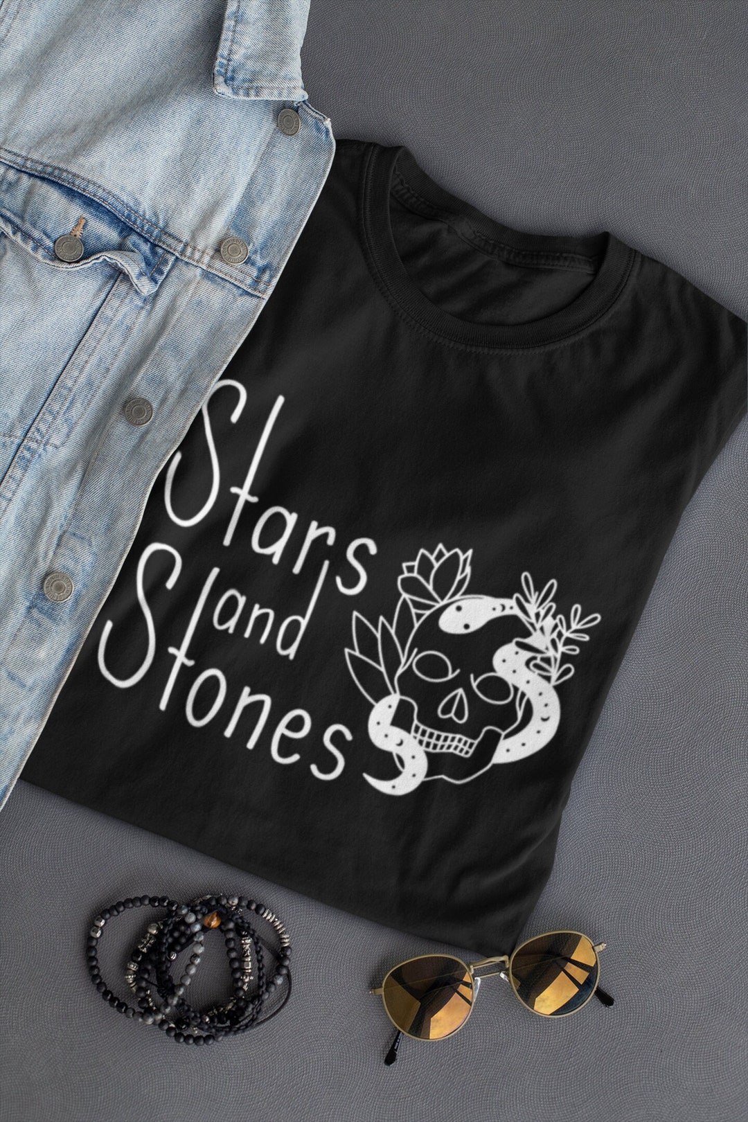 Dresden Files Gift, Black and White T-shirt, Skull Shirt, Stars and ...