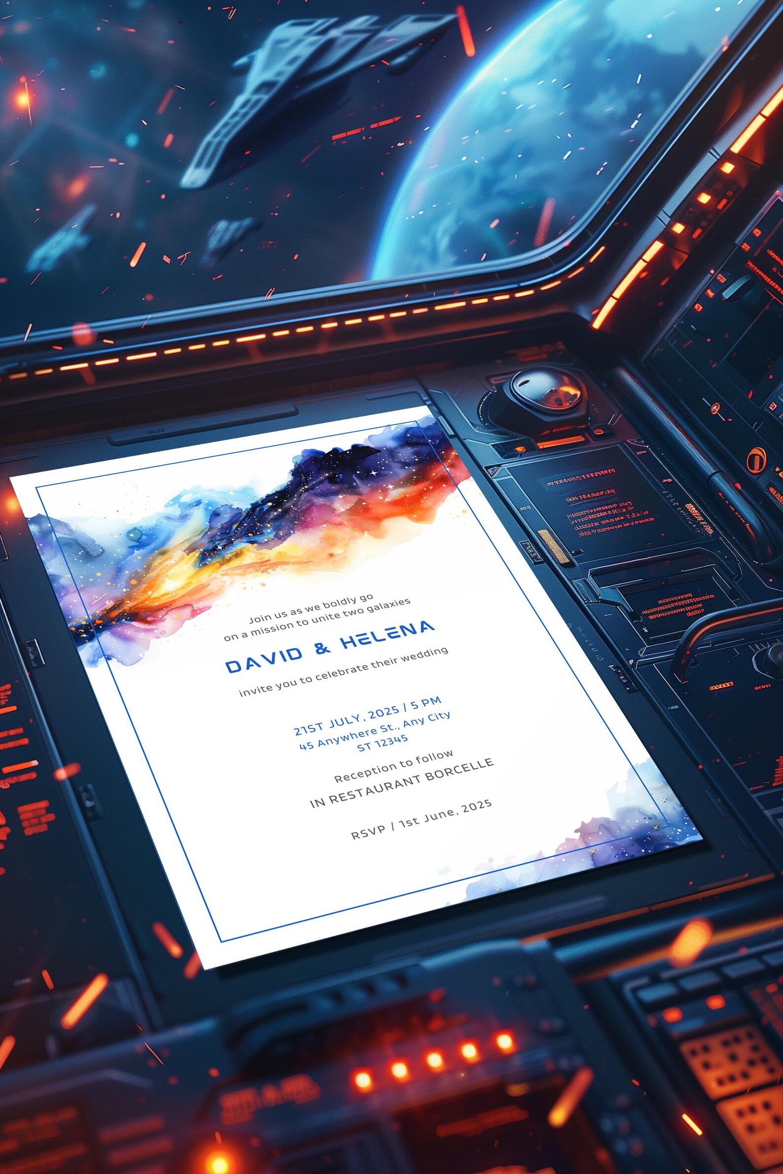 Wedding Invitation Template, Galaxy Wedding, Science Fiction Wedding ...