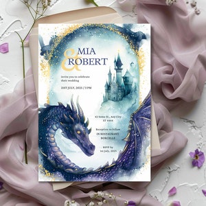 Wedding Invitation Template, Dragon Wedding Invitation, Fantasy Wedding ...