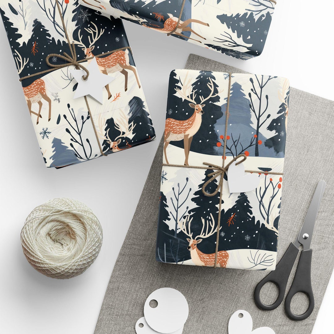 Christmas Wrapping Paper, Reindeer Wrap Paper, Gift Wrapping Paper ...
