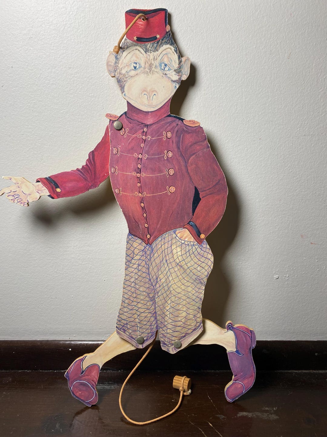 Anthropomorphic |vintage |monkey Bellhop | Wooden |pull String |puppet ...
