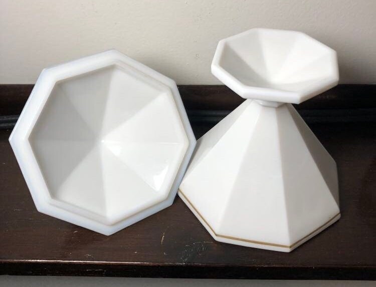 Candy Dish Westmoreland Milk Glass Lidded Octagon Shaped - Etsy