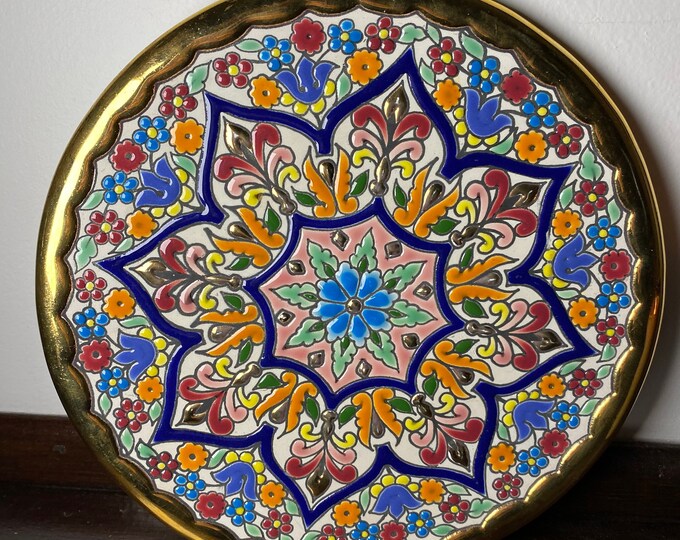Cearco Ceramic | Enamel Plate | Hand Painted | 24k Gold | Triana ...