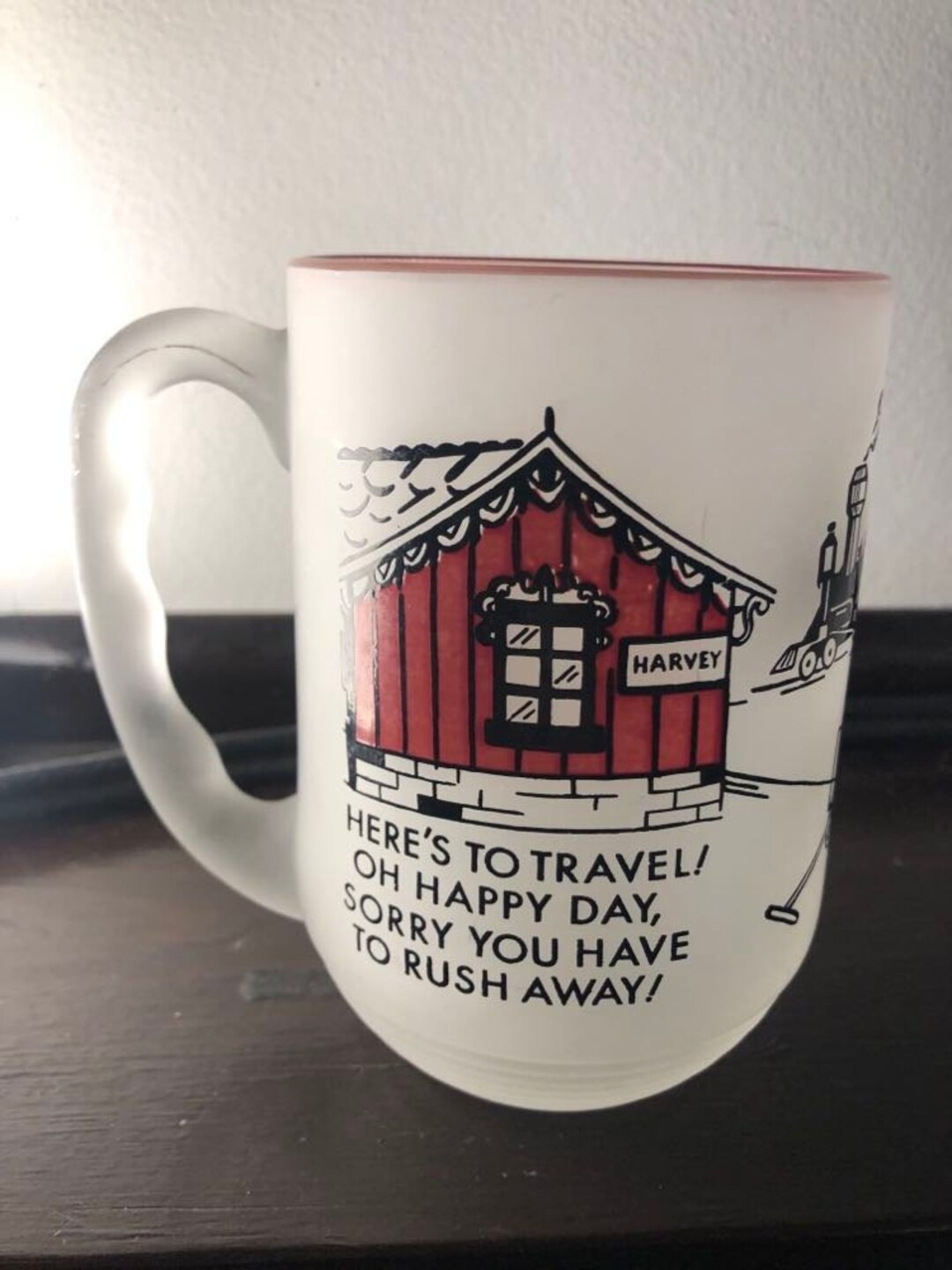 Frosted Glass Mug Vintage Gay Fad Hand Painted - Etsy