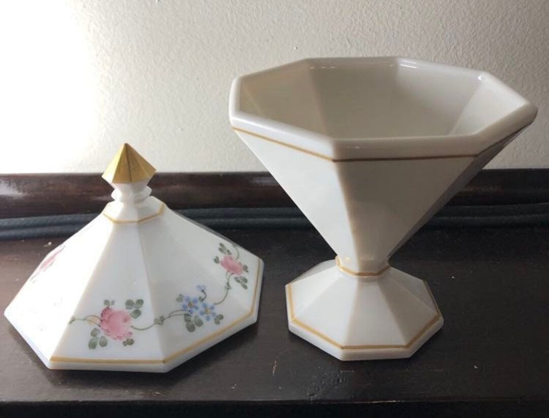 Candy Dish | Westmoreland Milk Glass Lidded | Octagon Shaped | Vintage ...