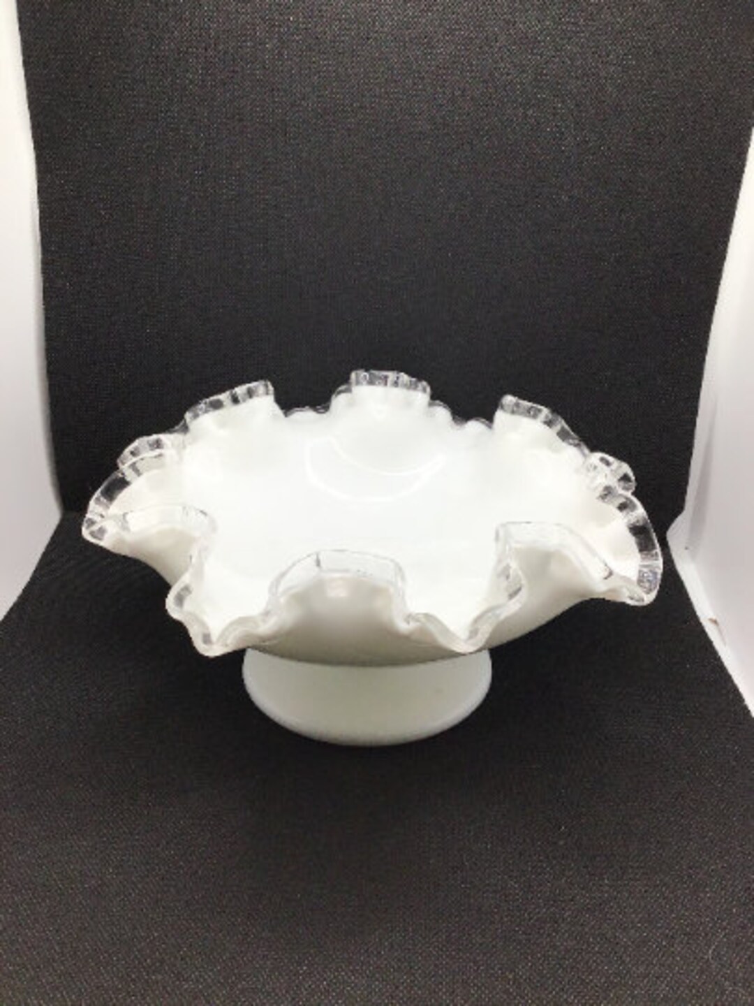 Silver Crest Bowl Fenton Large Milk Glass Footed Pedestal Bowl W ...