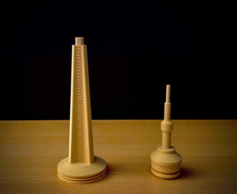 3D Printed CN Tower Model | Oak & White PLA, Toronto Landmark - Etsy