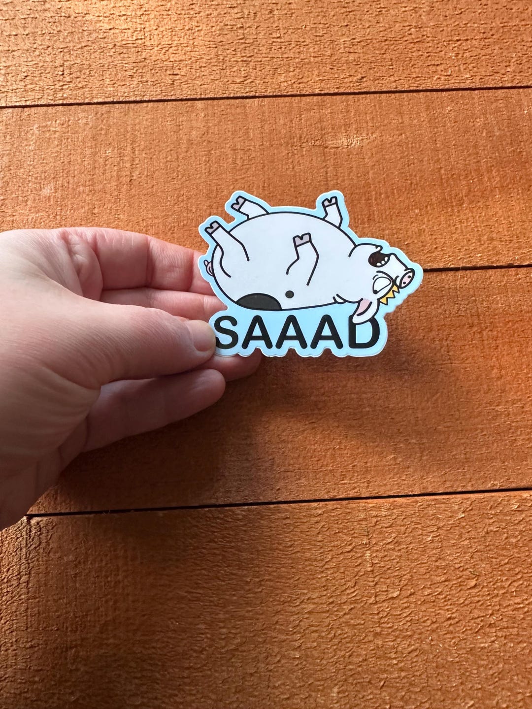 Disenchantment Inspired Merkimer Pig Sticker - "saaad" - Etsy