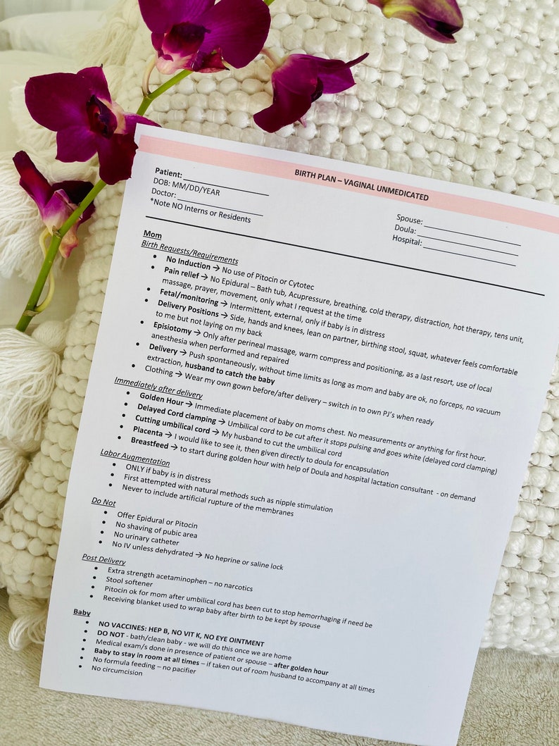 Birth Plan Template, Crunchy Mom Edition, Editable, Downloadable - Etsy