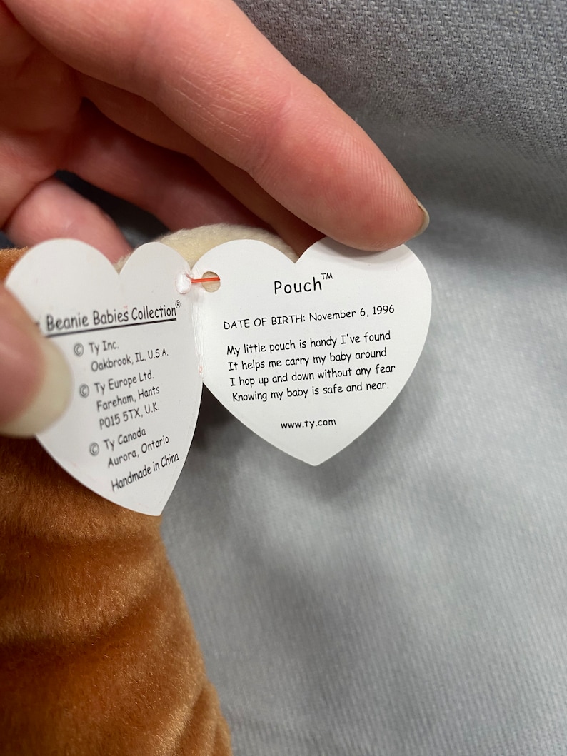 TY RARE Pouch Beanie Baby 1996 Retired MINT Condition W/ Tag and Baby ...