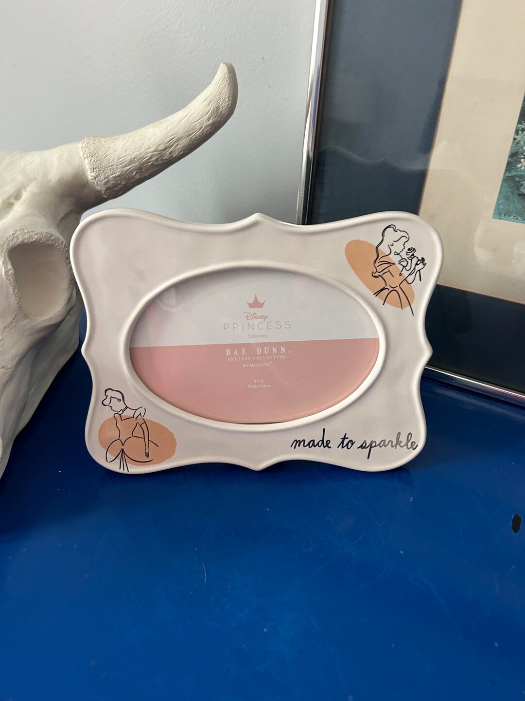 Rae Dunn Disney Princess Belle Cinderella Made to Sparkle 4 X 6 Picture ...