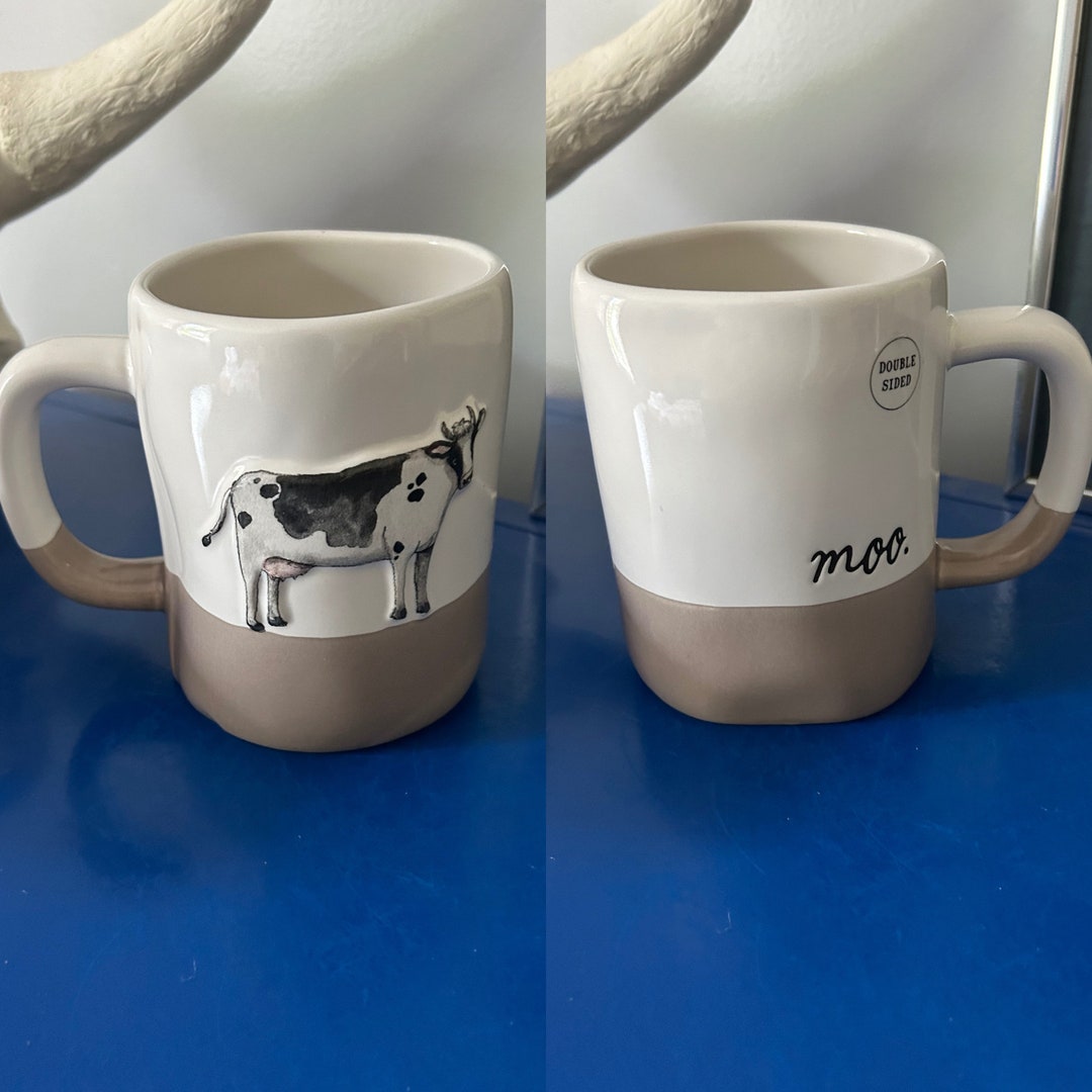 Rae Dunn Tan and White Holstein Cow Moo Double Sided Mug - Etsy