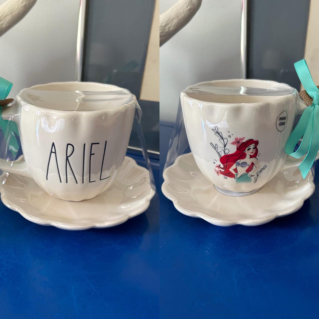 Rae Dunn Disney Little Mermaid White Iridescent Ariel Teacup and ...
