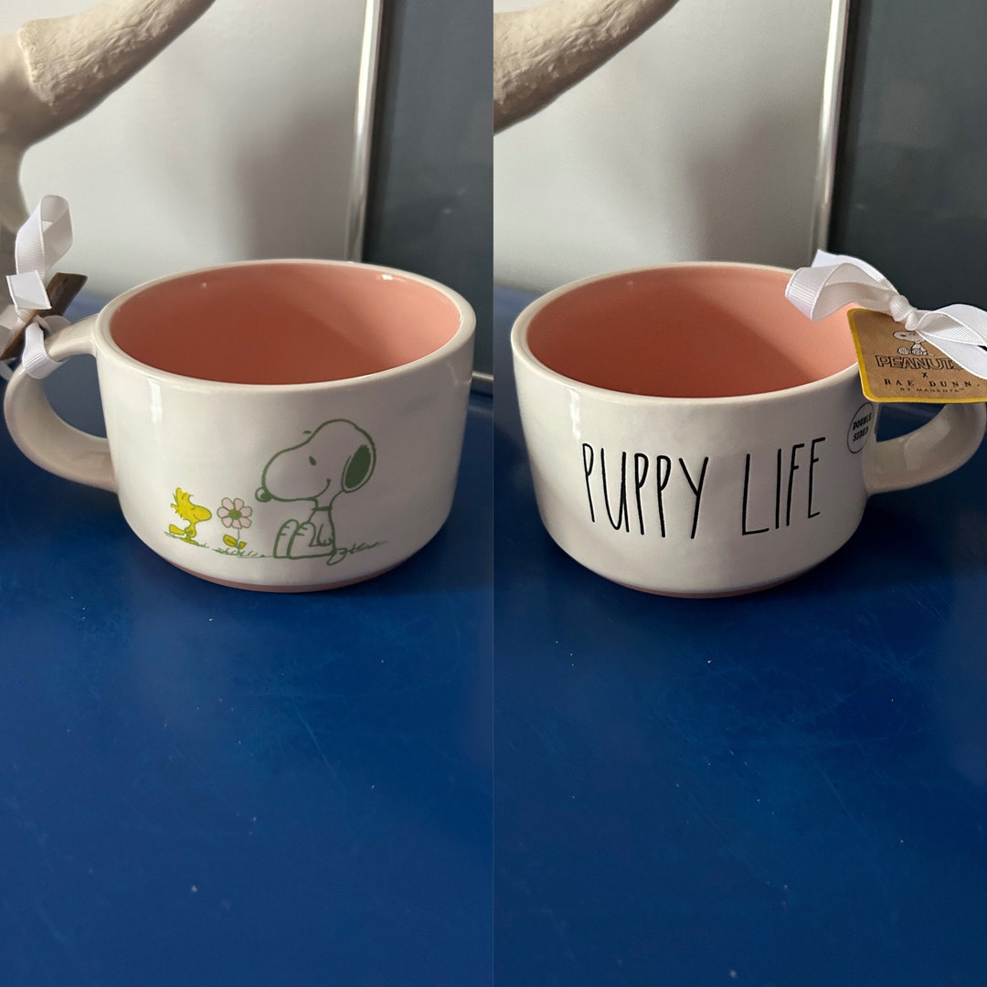 Rae Dunn Peanuts Snoopy Woodstock Puppy Life Double Sided Soup or Chili ...