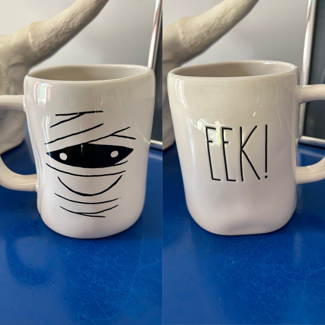 Rae Dunn Halloween Eek! Mummy White Double Sided Mug - Etsy