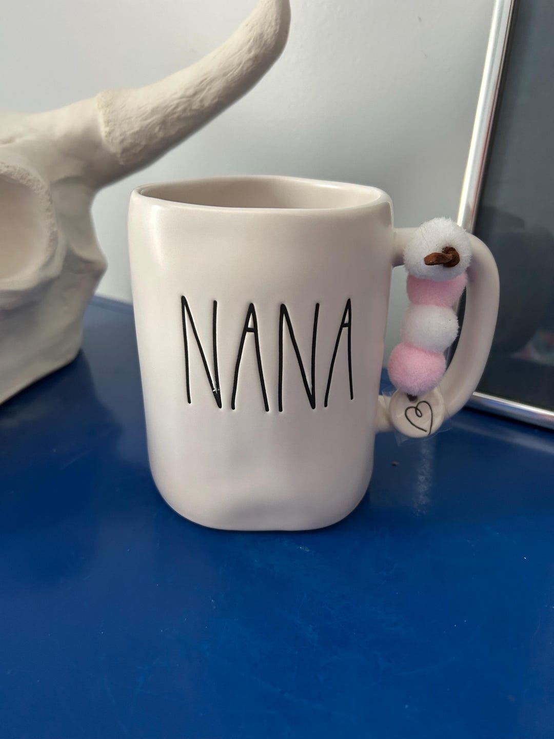 Rae Dunn White Nana Mug With Pom Pom Keychain With Heart - Etsy