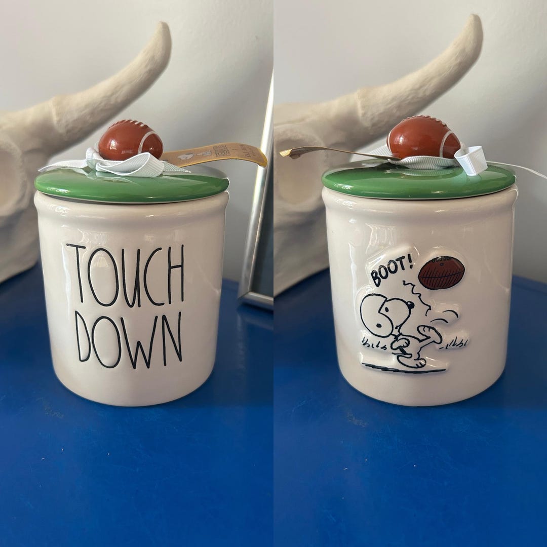 Rae Dunn Peanuts Snoopy Touchdown Touch Down Football Canister Candy ...