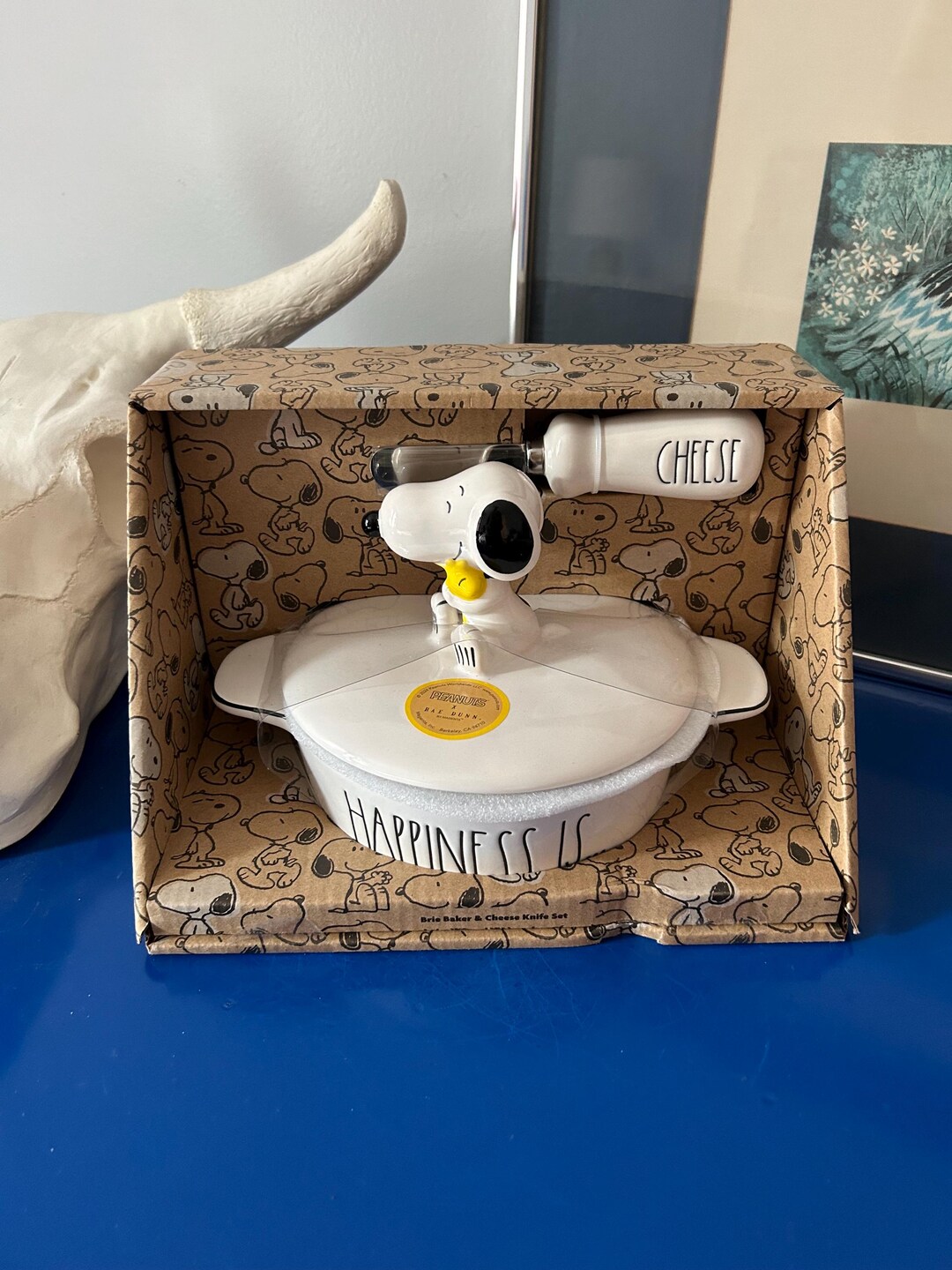 Rae Dunn Peanuts Snoopy and Woodstock Happiness Brie Baker and Cheese Knife Set - Etsy