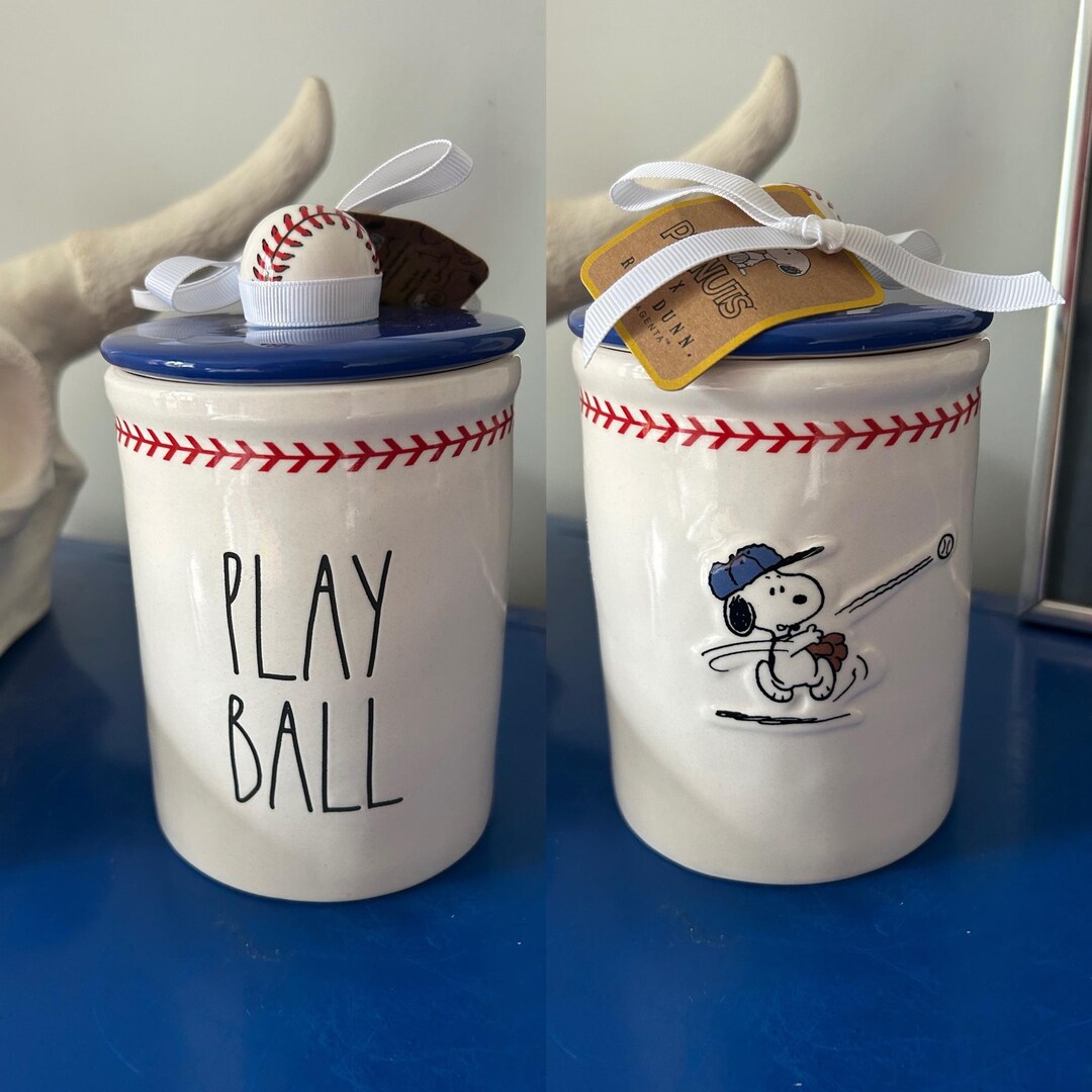 Rae Dunn Peanuts Snoopy Play Ball Baseball Canister Candy Jar - Etsy