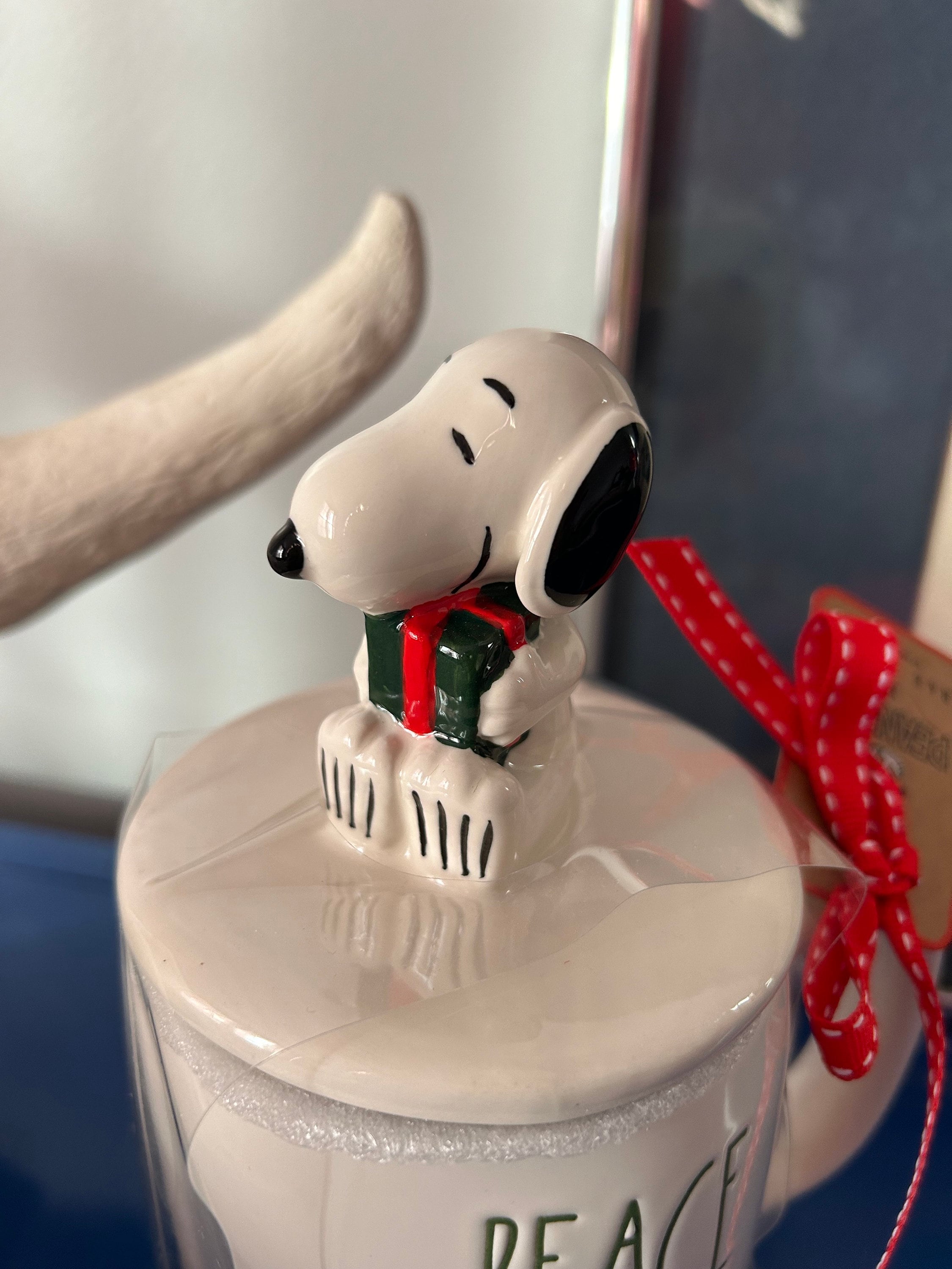 Rae Dunn Christmas Peanuts Charlie Brown Snoopy With Present Peace Love ...