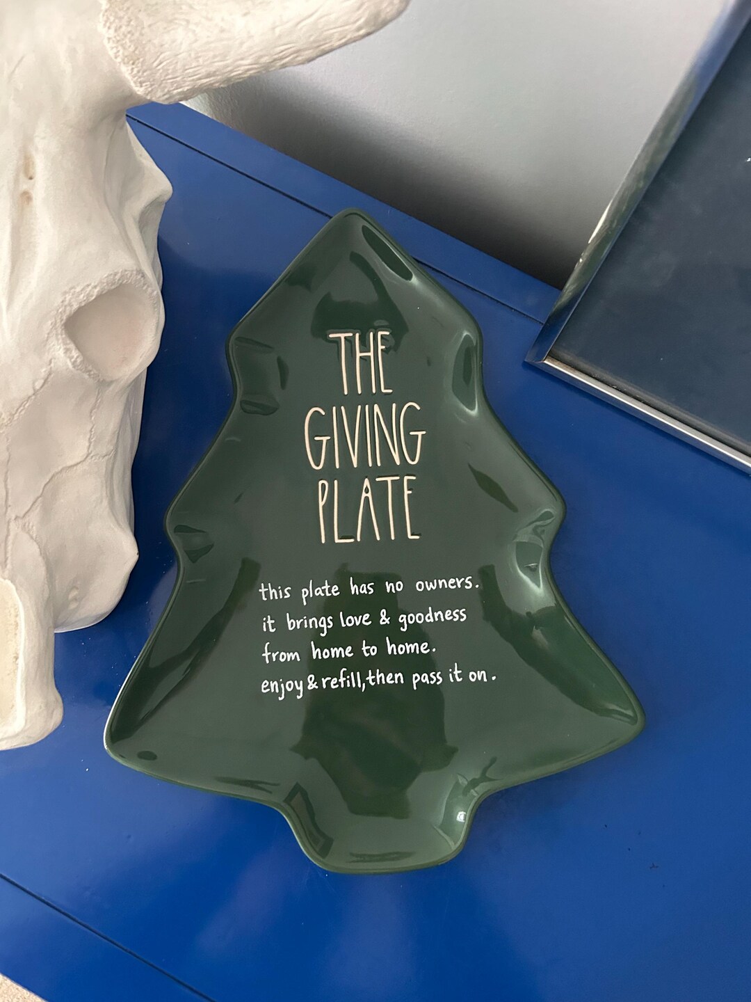 Rae Dunn the Giving Plate Christmas Tree Xmas Tree Shaped Plate Platter ...