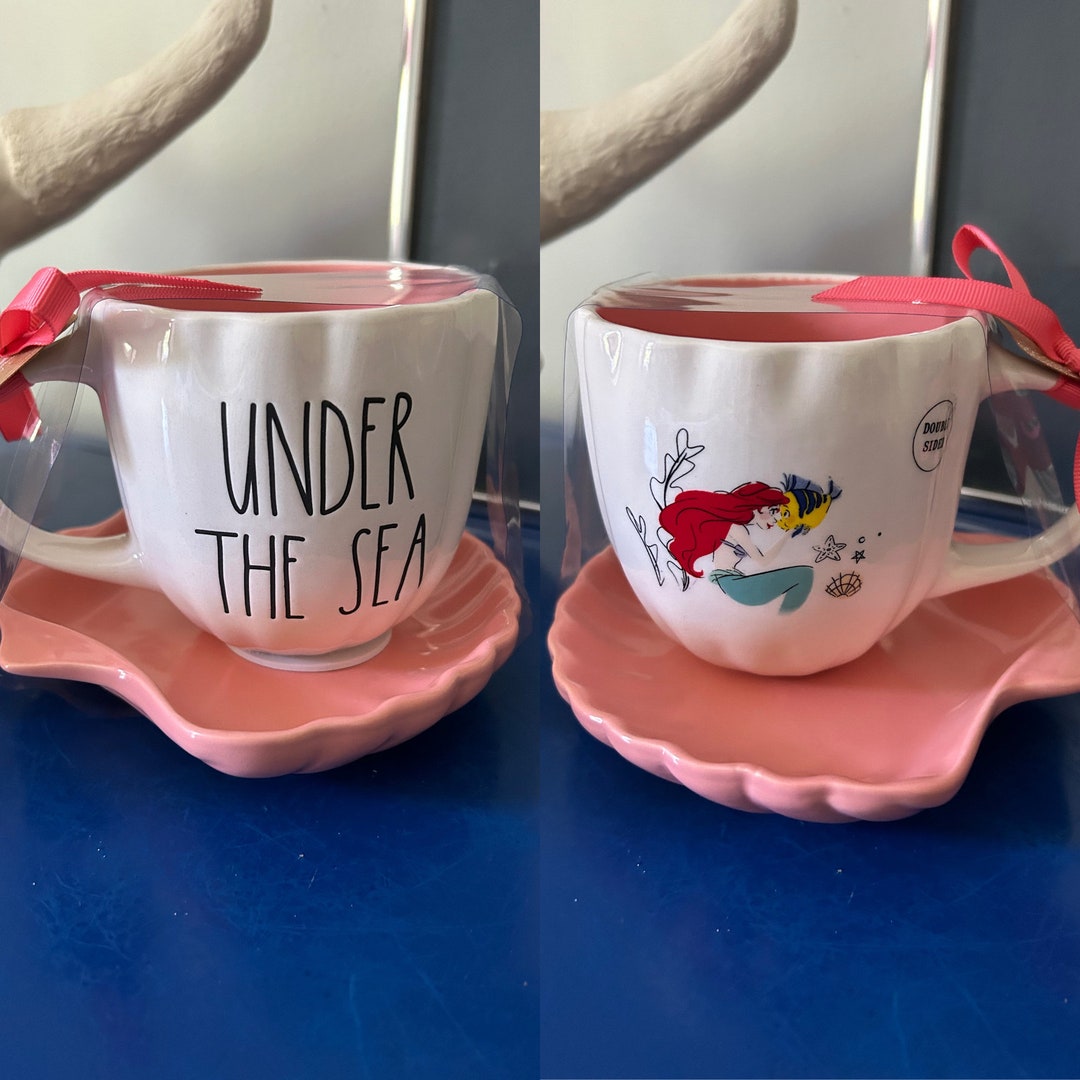 Rae Dunn Disney Little Mermaid Pink Ariel Under the Sea Cup and ...