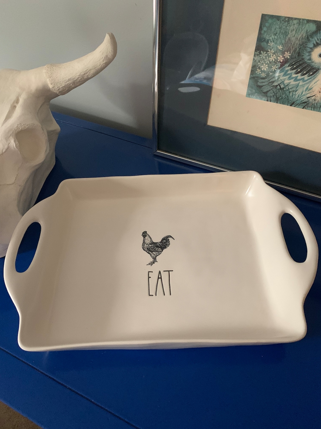 Rae Dunn eat Farm Line Rooster Chicken Platter With Handles - Etsy