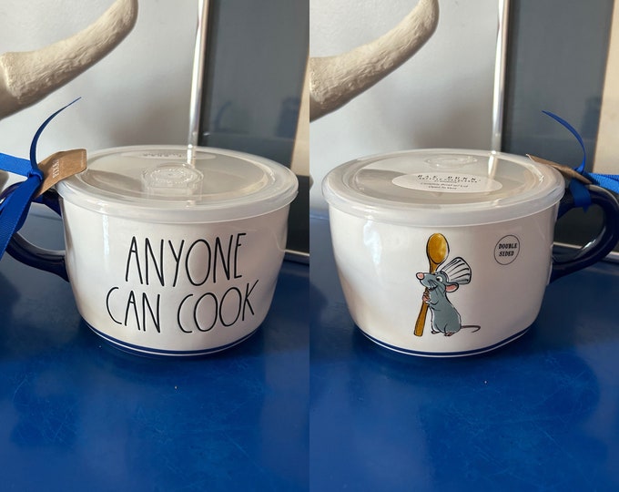 Rae Dunn Disney Pixar Ratatouille Remy Anyone Can Cook Double Sided ...