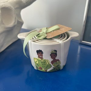Rae Dunn Disney Princess and the Frog Tiana Prince Naveen Ray Measuring ...