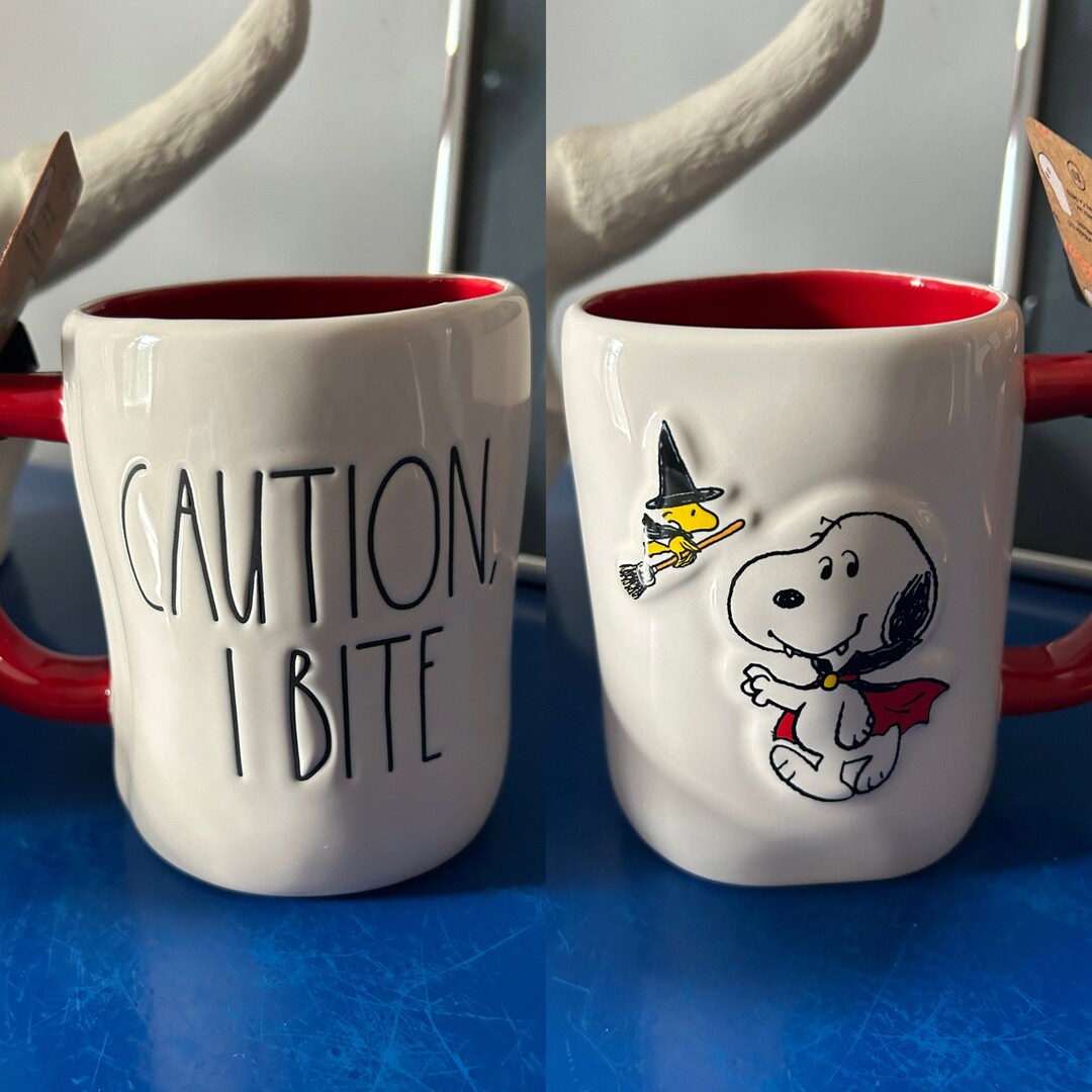 Rae Dunn Peanuts Charlie Brown Snoopy Woodstock Caution, I Bite Double ...