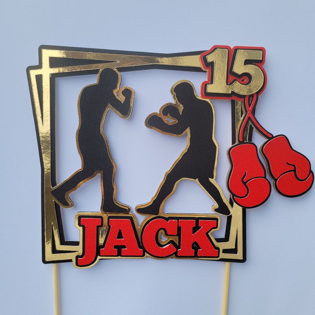 Boxing Boxer Sport Cake Topper Personalised Any Name and Age Glitter ...