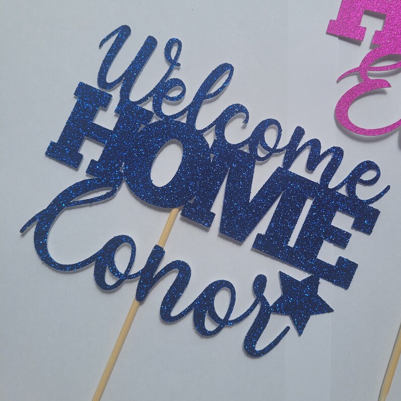 Welcome Home Cake Topper Personalised Glitter Card - Etsy