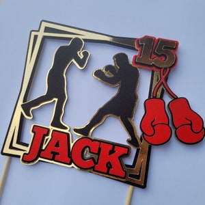 Boxing Boxer Sport Cake Topper Personalised Any Name and Age Glitter ...