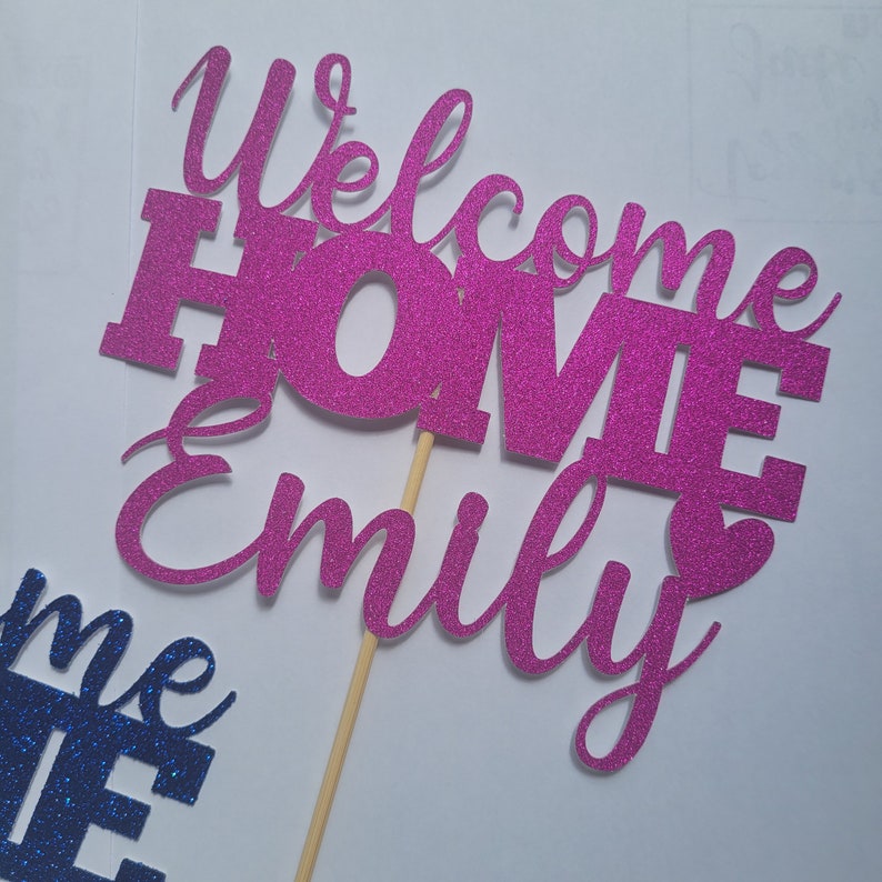 Welcome Home Cake Topper Personalised Glitter Card - Etsy