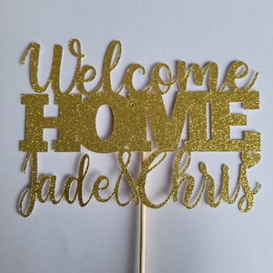 Welcome Home Cake Topper, Personalised Glitter Card - Etsy